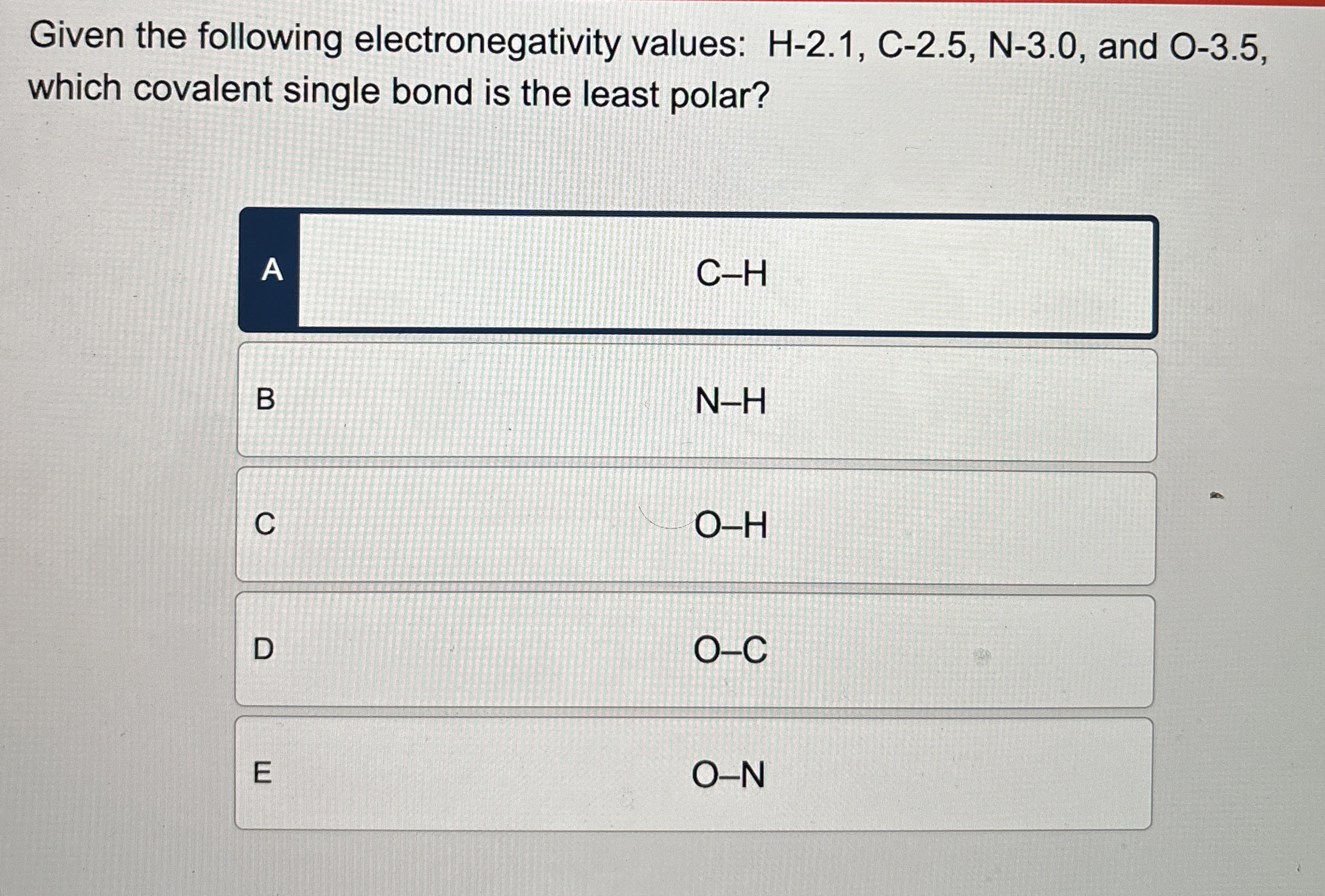Solved Given the following electronegativity values: | Chegg.com