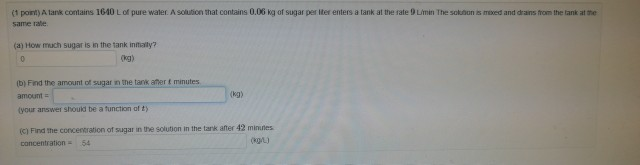 Solved (pont) A tank contains 1610 L of pure water. A | Chegg.com