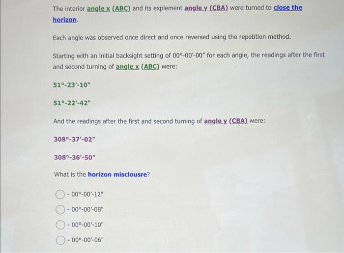 Solved The interior angle x(ABC) and its explement angle y | Chegg.com