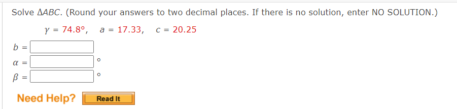 Solved Solve ????ABC. (Round your answers to two decimal | Chegg.com