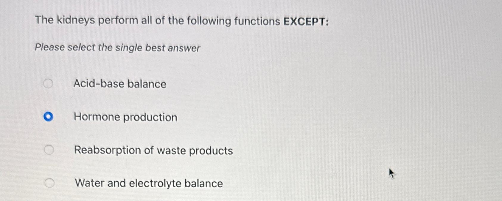 Solved The kidneys perform all of the following functions | Chegg.com