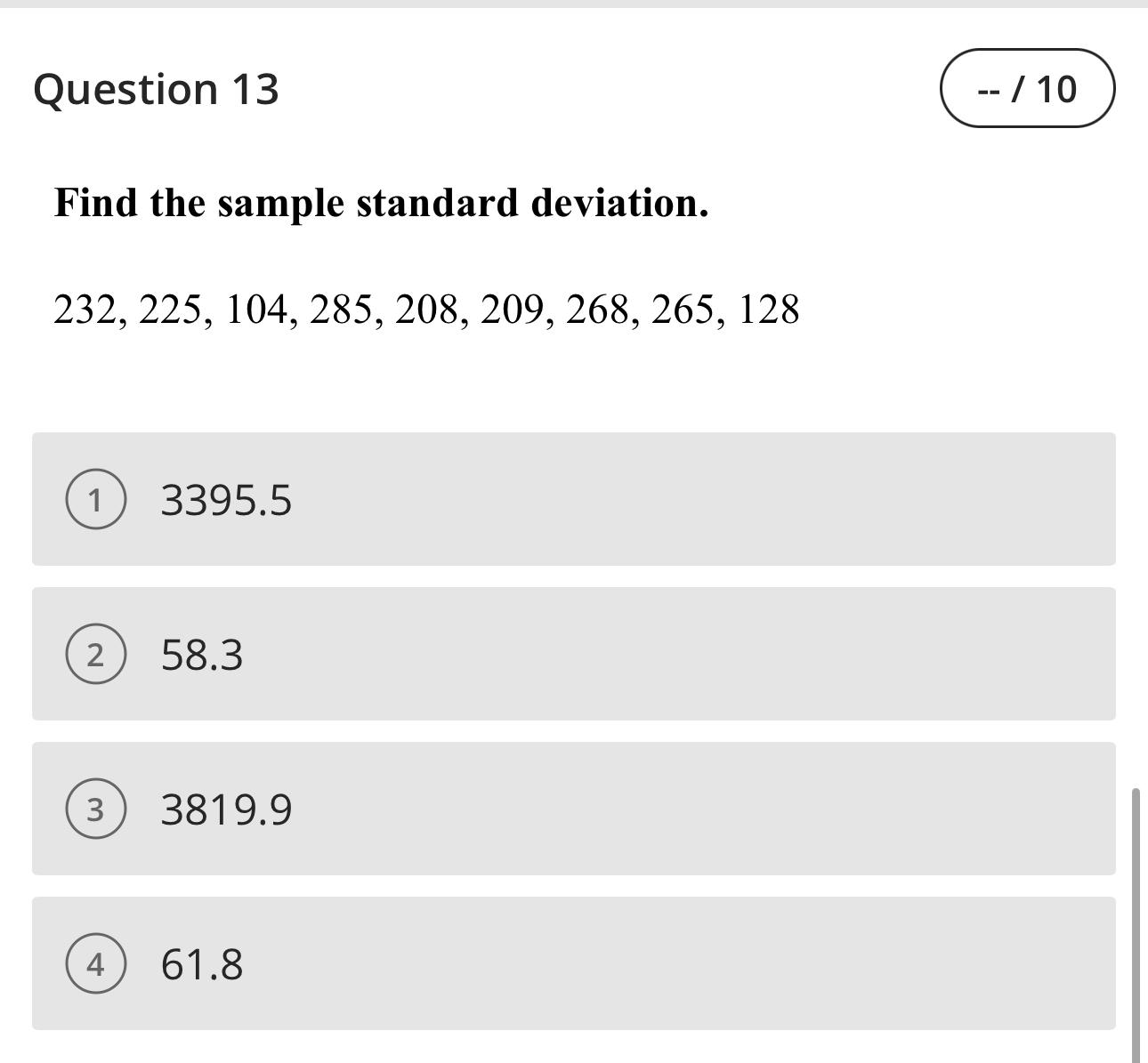 Solved Question 13--10Find the sample standard | Chegg.com