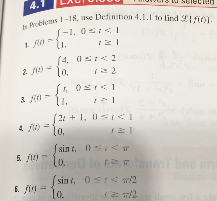 Solved 4.1 In Problems 1-18, use Definition 4.1.1 to find | Chegg.com