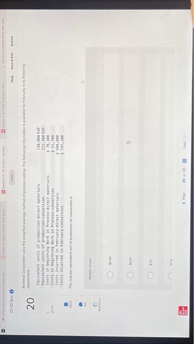 Solved Andrews Corporation uses the weghed-average methed of | Chegg.com