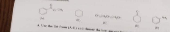 Solved A CHCHH 16 NO A Une the list from (A) and choose the | Chegg.com
