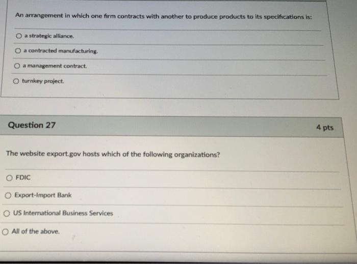 Solved An arrangement in which one furm contracts with | Chegg.com