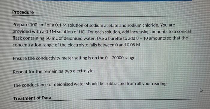 Prepare 100 cm3 of a 0.1M solution of sodium acetate | Chegg.com