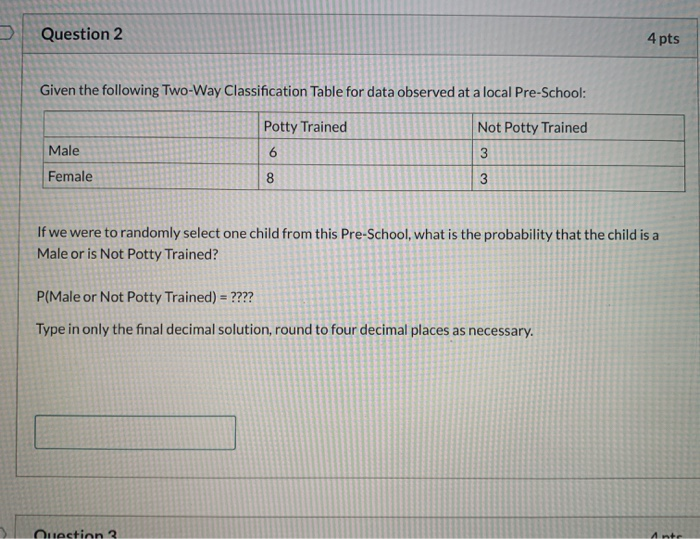 Solved Question 2 4 pts Given the following Two-Way | Chegg.com