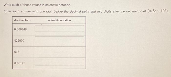 Solved Write each of these values in scientific notation. | Chegg.com