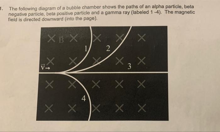 Solved 1. The following diagram of a bubble chamber shows | Chegg.com