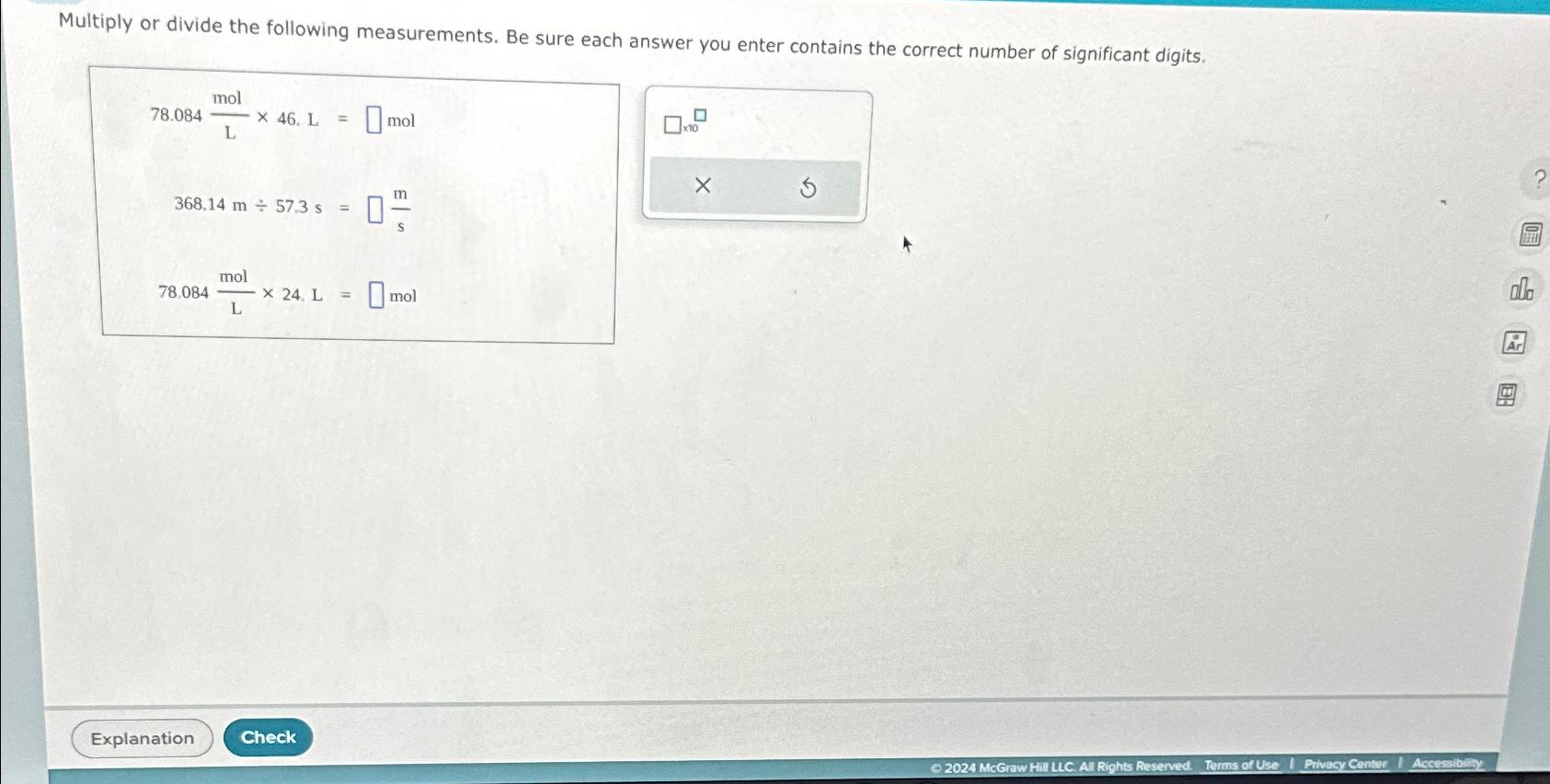 Solved Multiply or divide the following measurements. Be | Chegg.com