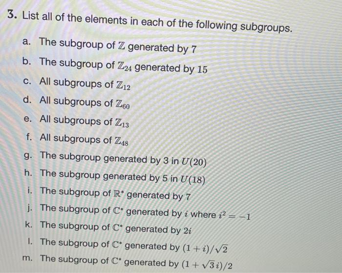 Solved 3. List all of the elements in each of the following | Chegg.com