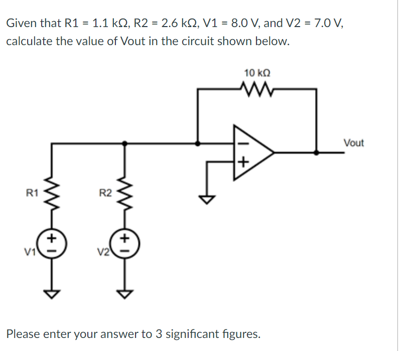 Solved Given that R1=1.1kΩ,R2=2.6kΩ,V1=8.0V, ﻿and | Chegg.com