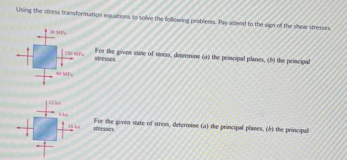 Solved Using the stress transformation equations to solve | Chegg.com
