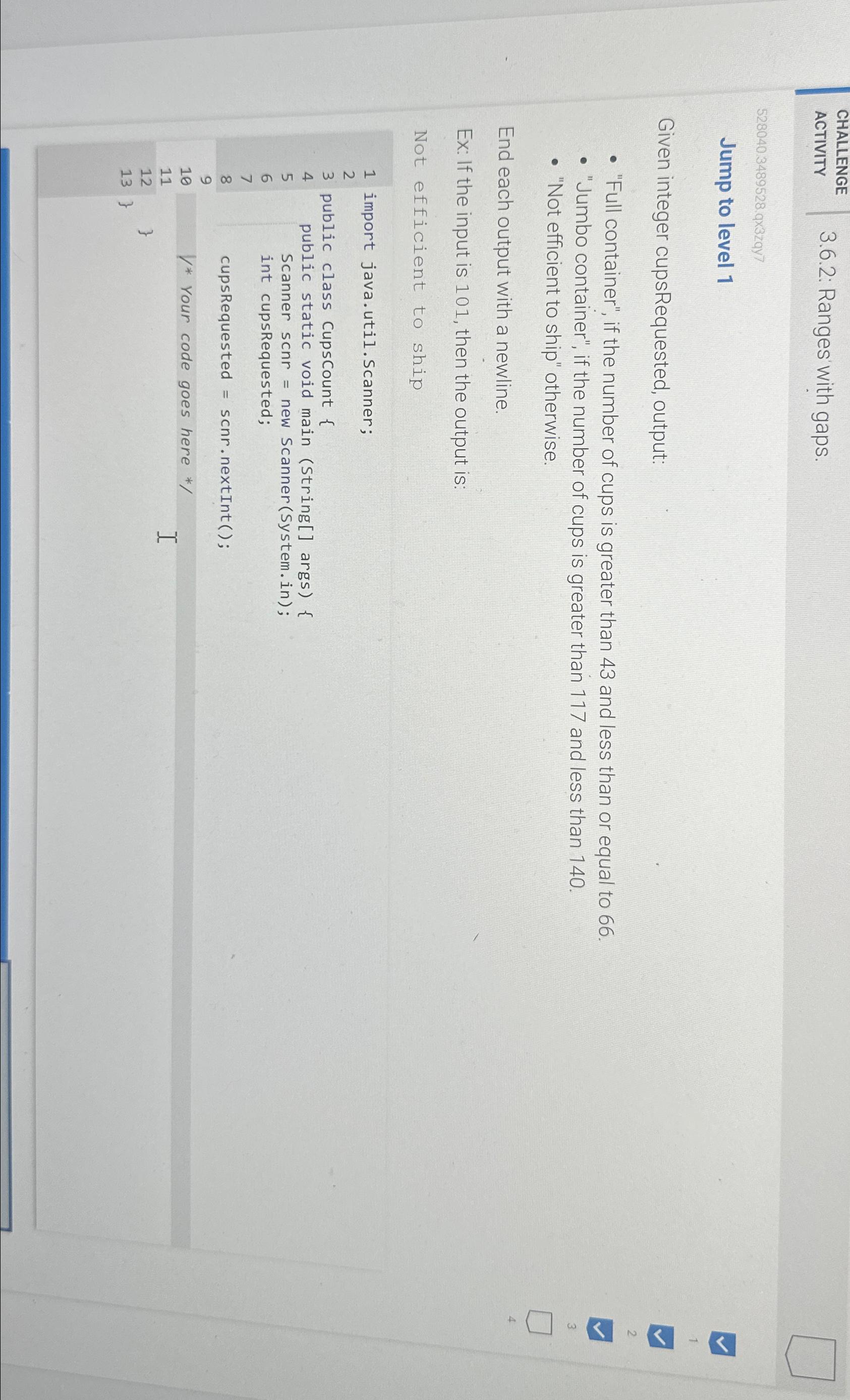 Solved CHALLENGEACTIVITY3.6.2: Ranges with | Chegg.com