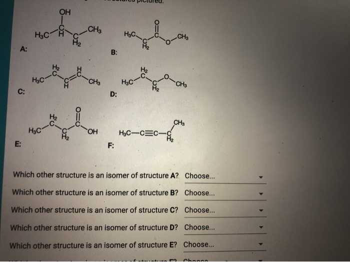 OH CH₃ H2C H3C. H2 A: B: H2 Hoc CHE H3C CH3 C: D: CHE | Chegg.com