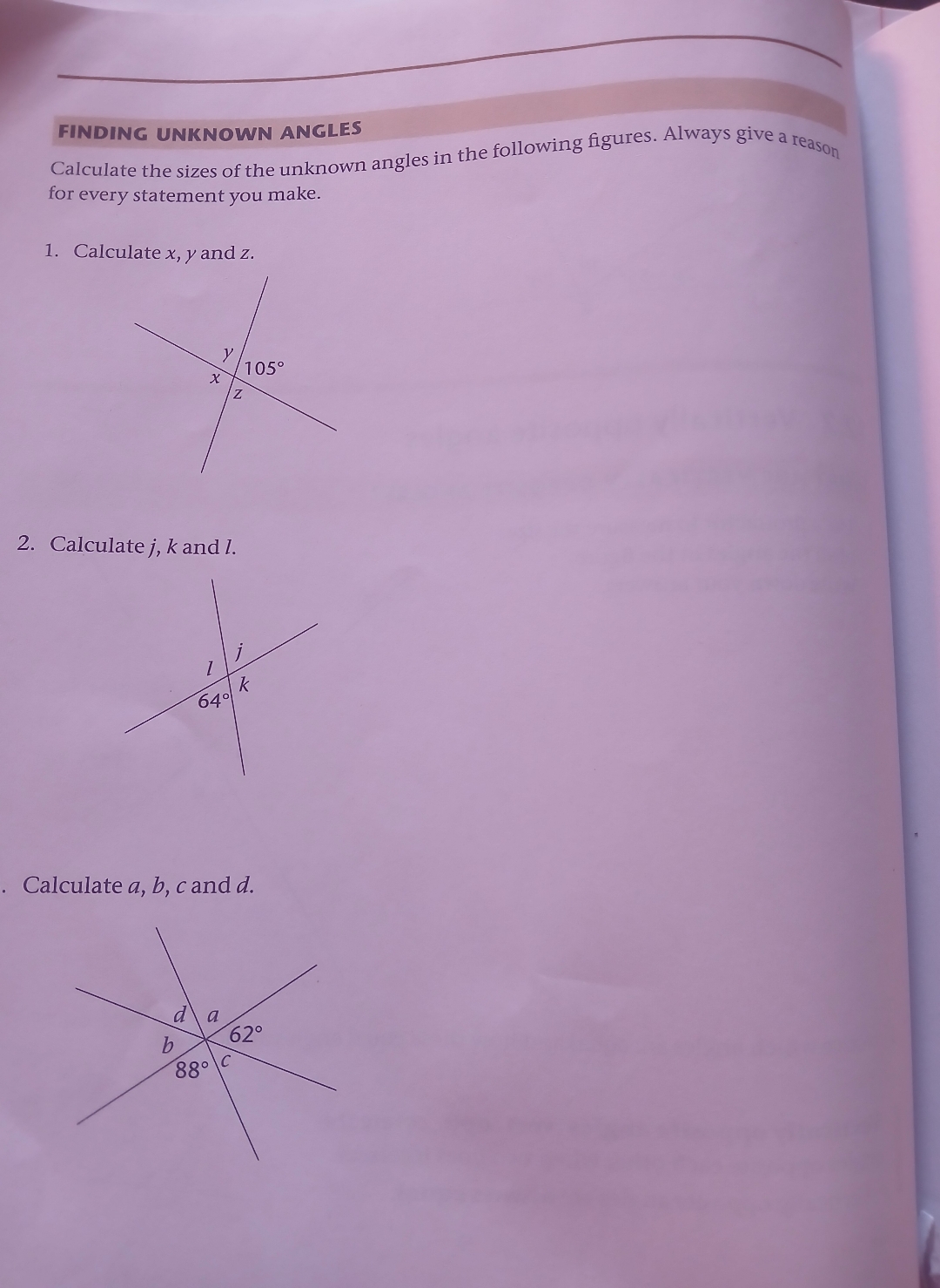 Solved FINDING UNKNOWN ANGLESCalculate the sizes of the | Chegg.com
