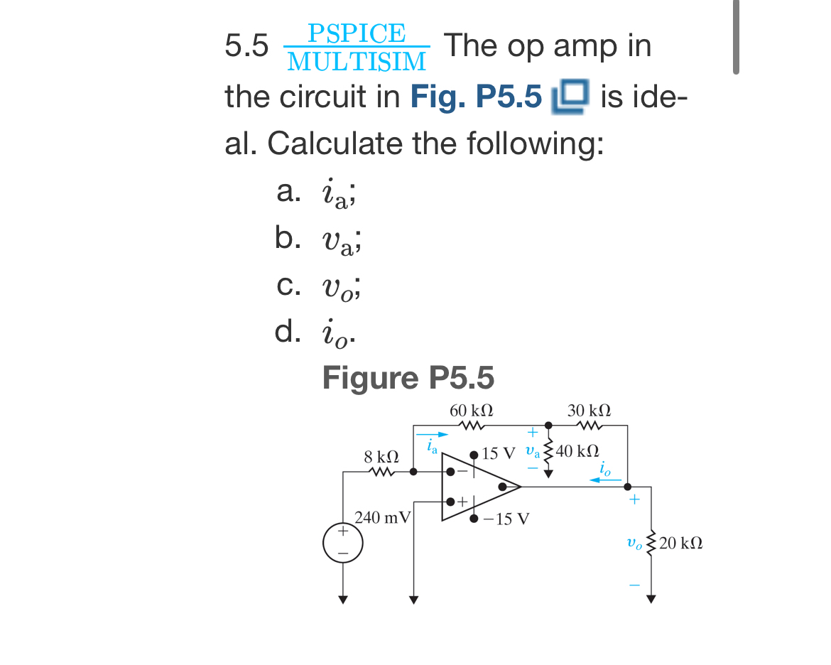Solved 5.5 PSPICE MULTISIM ﻿The op amp in the circuit in | Chegg.com