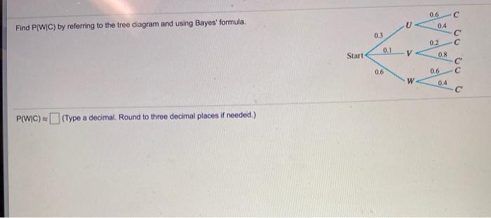 Solved 0.6 с U Find P/ WC) by referring to the tree diagram | Chegg.com