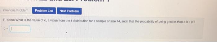 Solved Previous Problem Probler List Next Problem (1 point) | Chegg.com