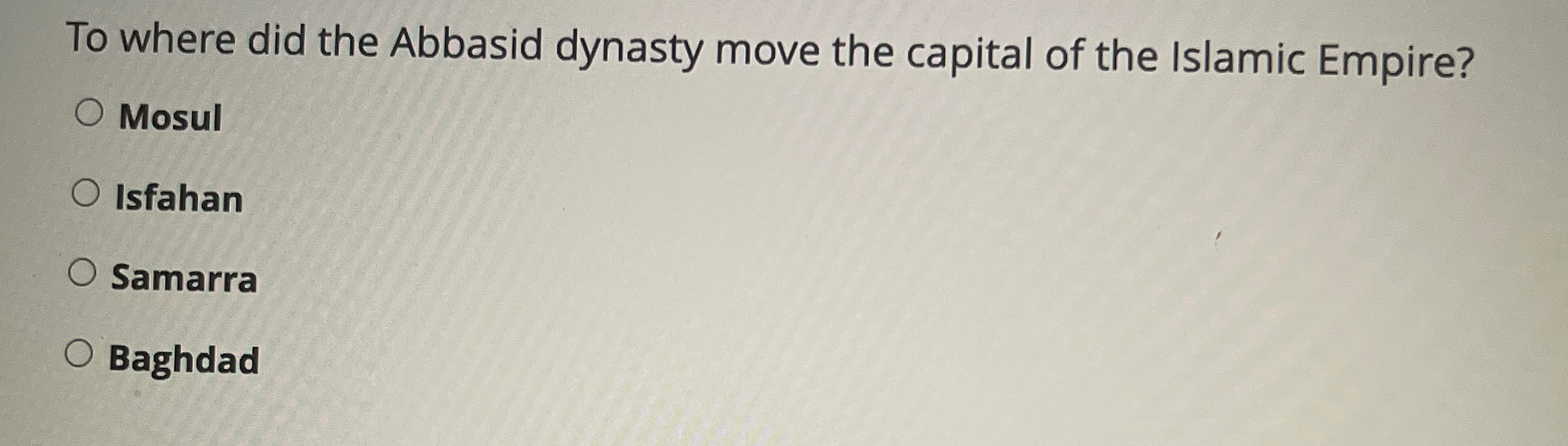 Solved To where did the Abbasid dynasty move the capital of | Chegg.com