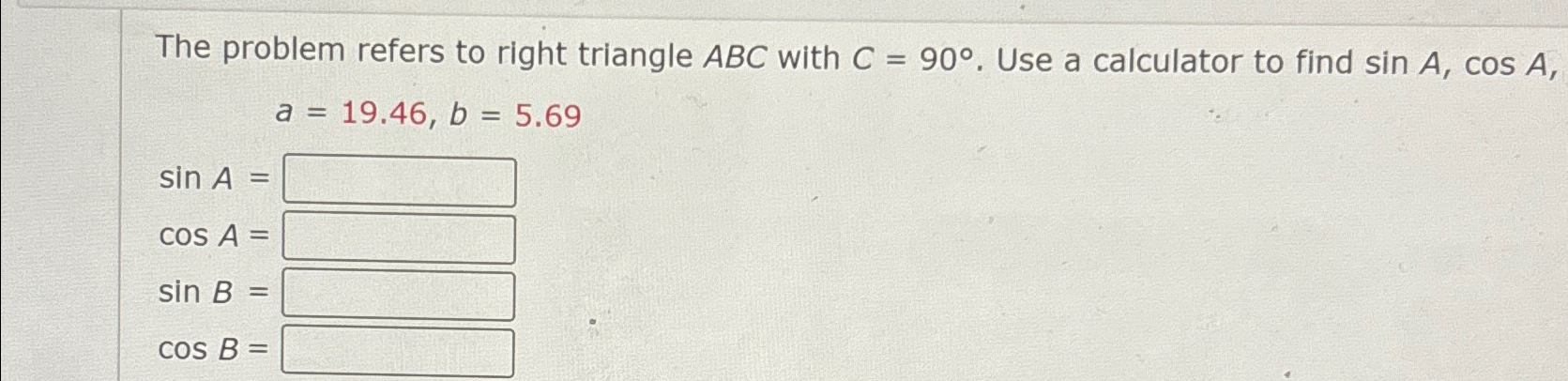 Solved The problem refers to right triangle ABC with C=90°. | Chegg.com