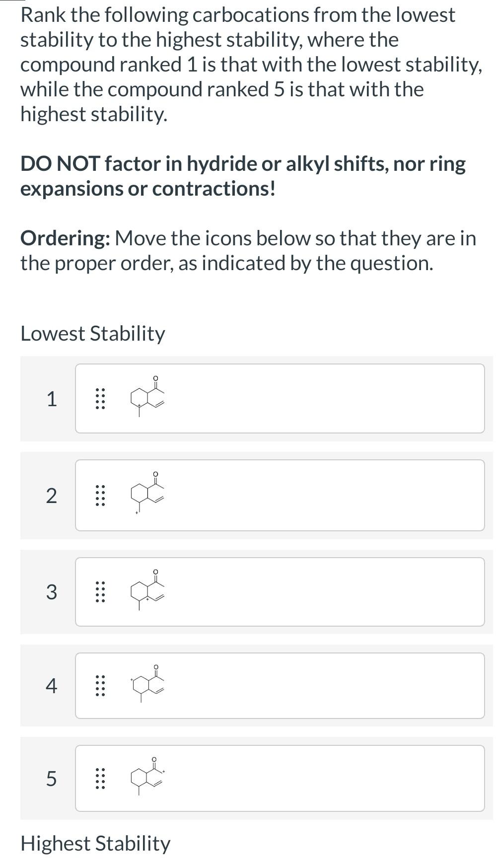 Solved Rank the following carbocations from the lowest | Chegg.com