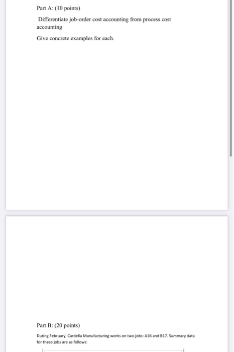 Solved Part A: (10 points) Differentiate job-order cost | Chegg.com