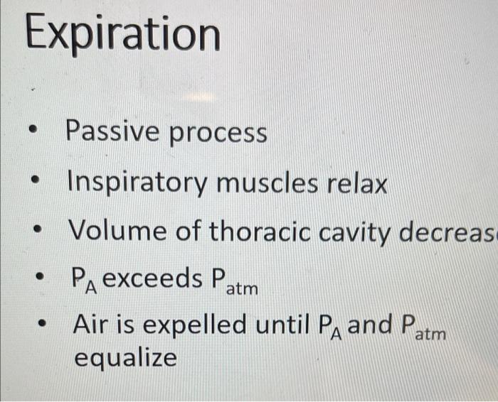 Solved for the expiration process, if air is expelled until | Chegg.com