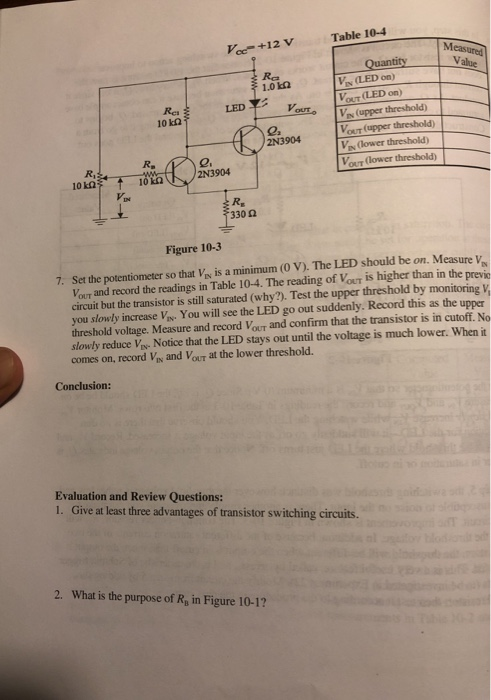 Solved Name Date Class 10 Transistor Switches Reading: Floyd | Chegg.com