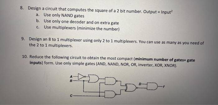 Solved 8. Design a circuit that computes the square of a 2 | Chegg.com