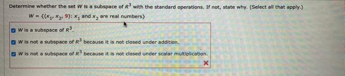 Solved Determine whether the set w is a subspace of R3 with | Chegg.com