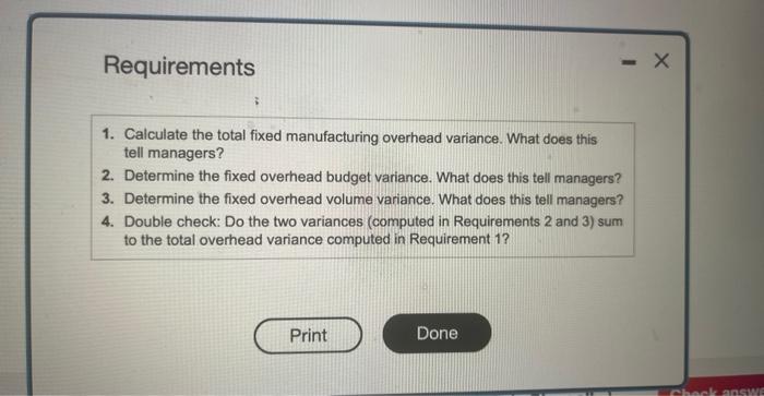 Solved Requirements 1. Calculate the total fixed | Chegg.com