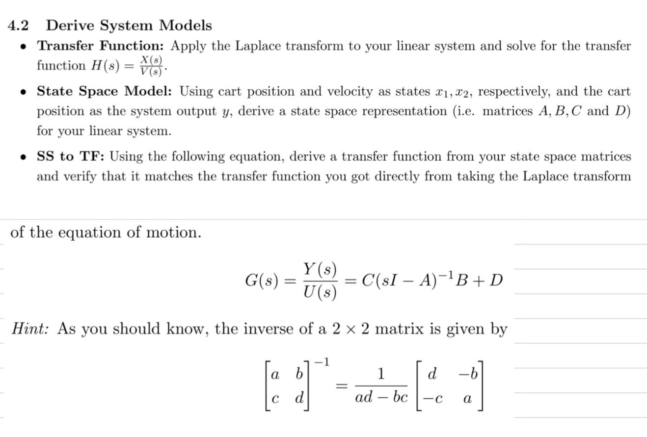 4.2 ﻿Derive System ModelsTransfer Function: Apply the | Chegg.com
