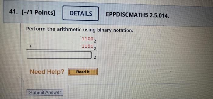 Solved 41. [-/1 Points] DETAILS EPPDISCMATH5 2.5.014. | Chegg.com