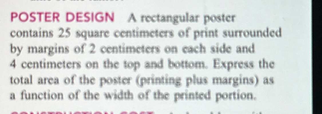 Solved POSTER DESIGN A rectangular poster contains 25 | Chegg.com