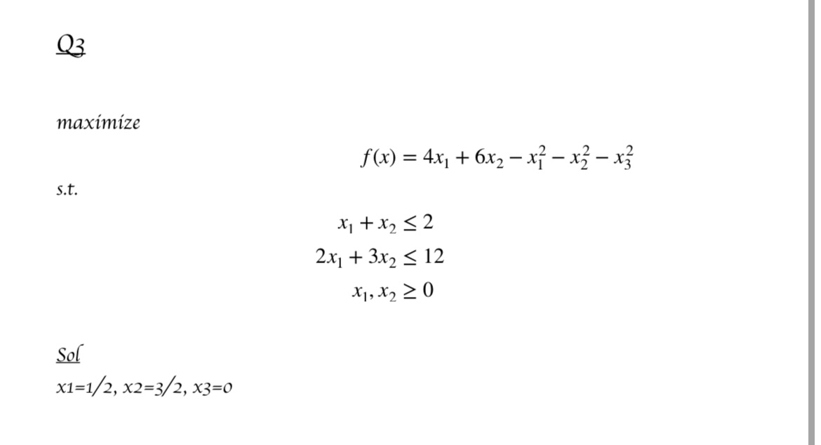 Solved Q3Using KKT conditions find the maximum point for the | Chegg.com