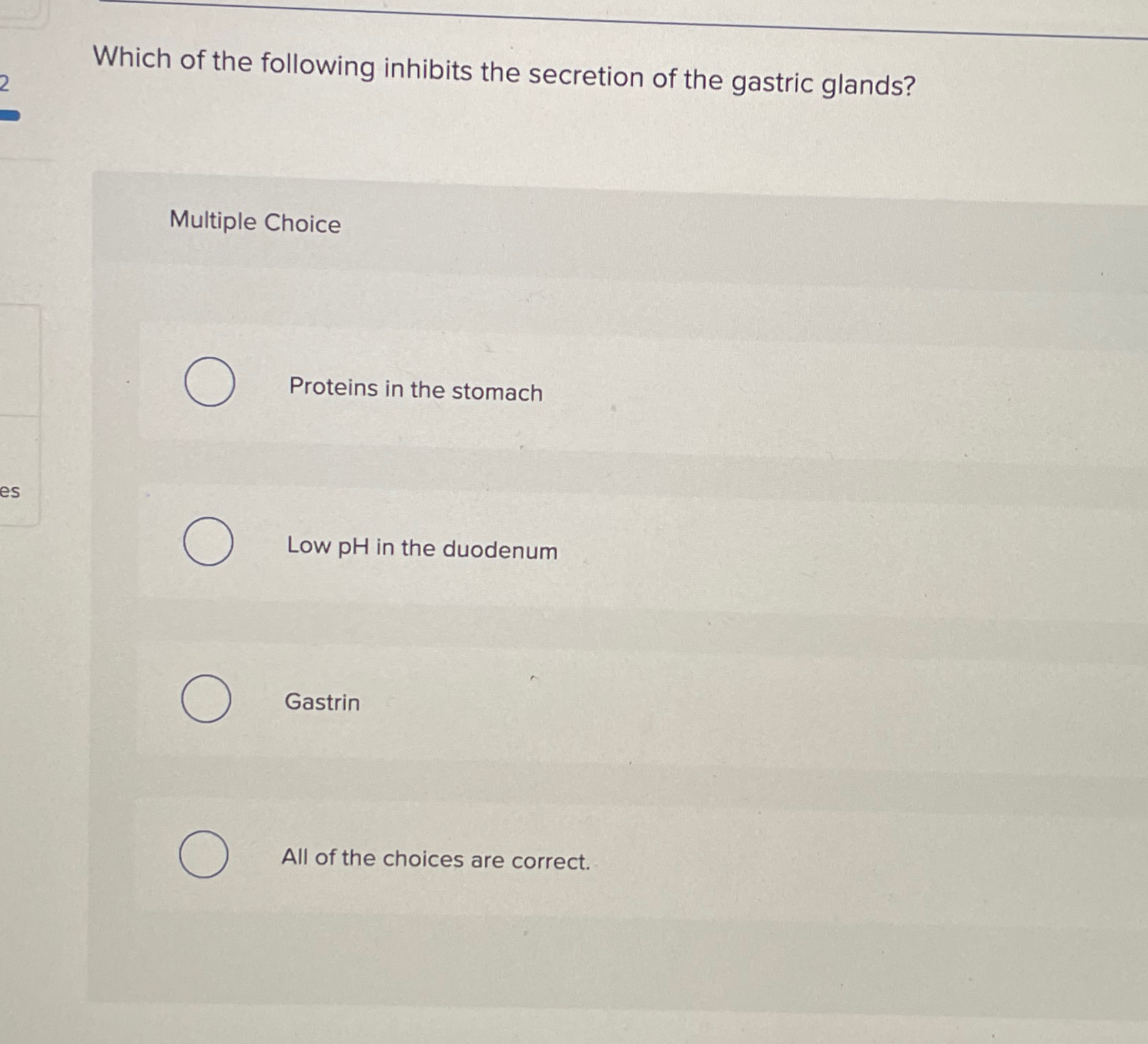 Solved Which of the following inhibits the secretion of the | Chegg.com