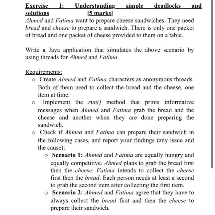 Solved Exercise 1: Understanding simple deadlocks and | Chegg.com
