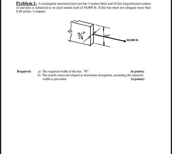 Solved Problem 1: A rectangular structural steel eye-bar | Chegg.com