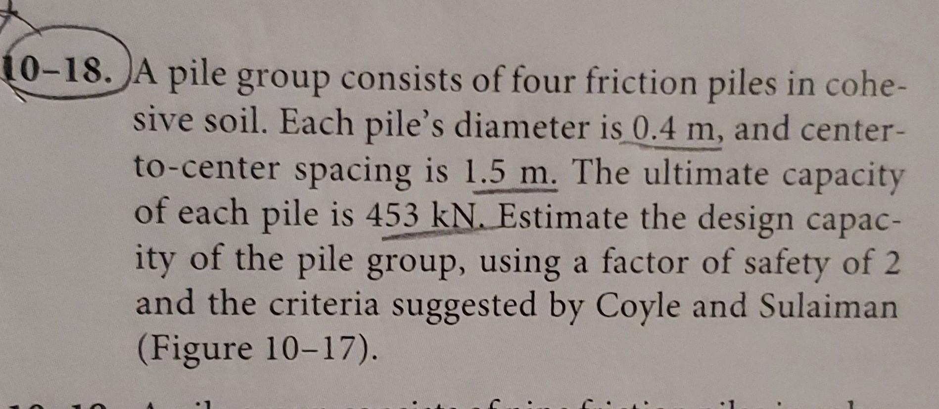 Solved 0-18. A pile group consists of four friction piles in | Chegg.com