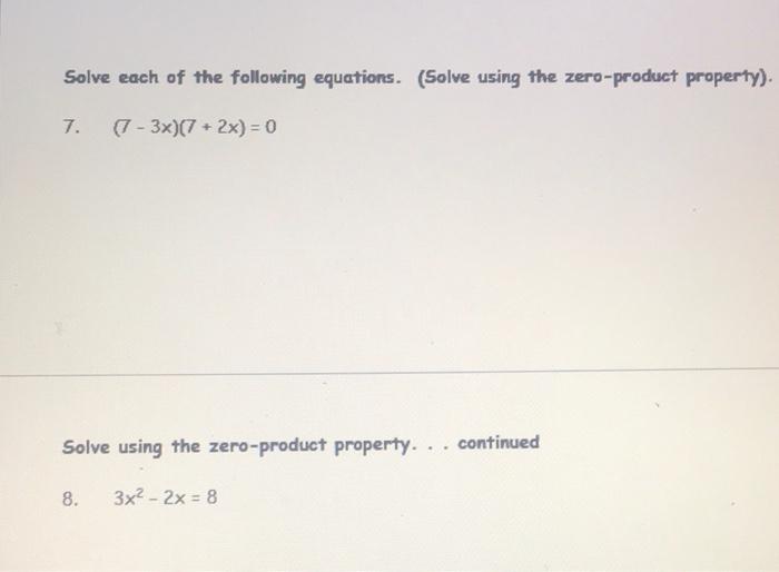 Solved Solve each of the following equations. (Solve using | Chegg.com