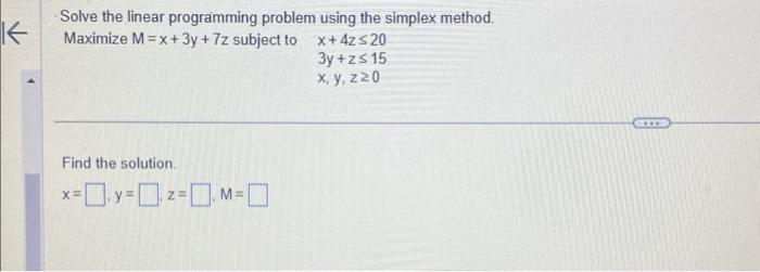 Solved Solve the linear programming problem using the | Chegg.com