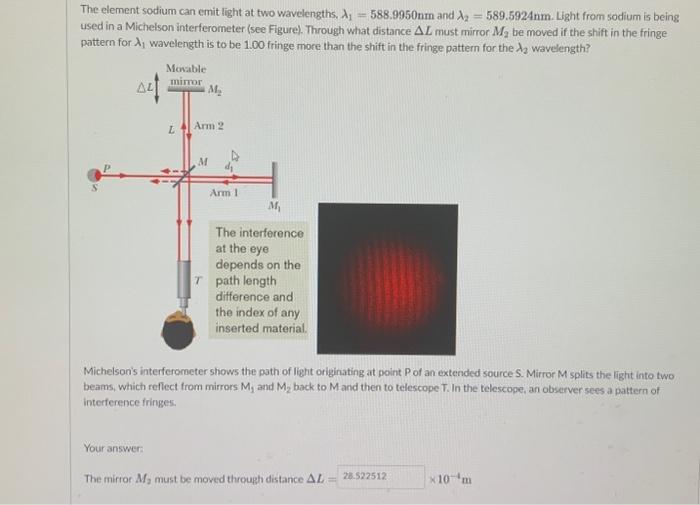Solved The element sodium can emit light at two wavelengths, | Chegg.com