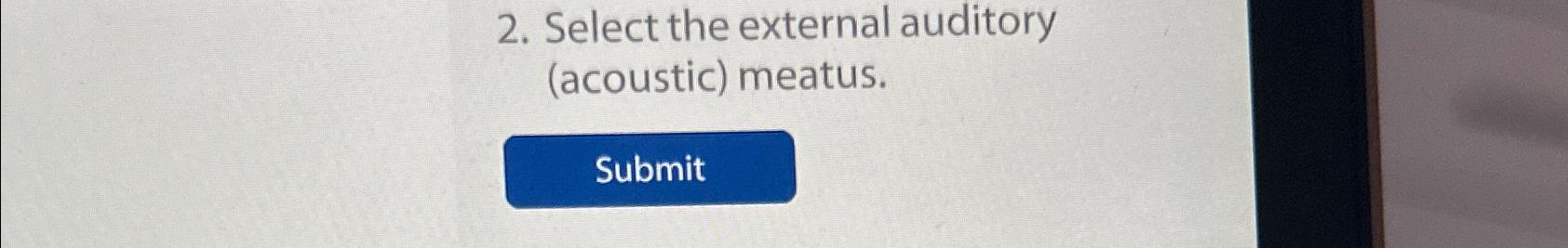 Solved Select the external auditory (acoustic) ﻿meatus. | Chegg.com