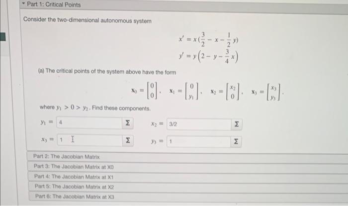 Solved Consider the two-dimensional autonomous system | Chegg.com