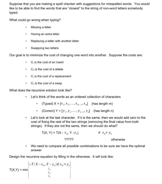 Solved Suppose that you are making a spell checker with | Chegg.com