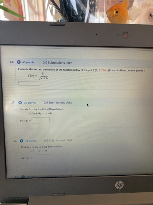 Solved 14. -/5 points 0/6 Submissions Used Evaluate the | Chegg.com