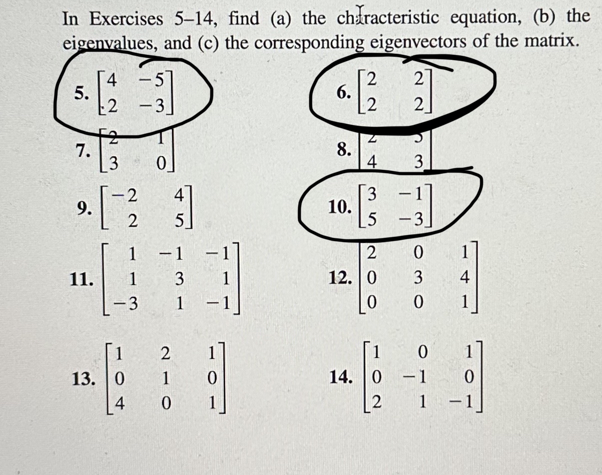 Solved In Exercises 5-14, ﻿find (a) ﻿the chracteristic | Chegg.com