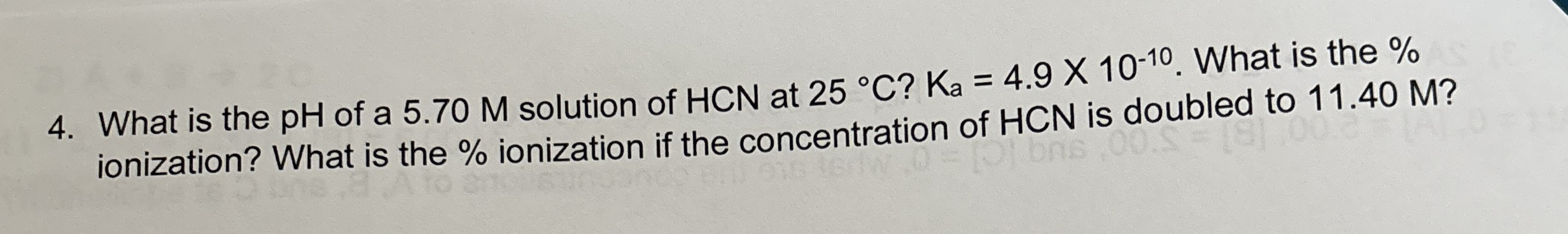 Solved What is the pH of a 5.70 ﻿M solution of HCN at | Chegg.com